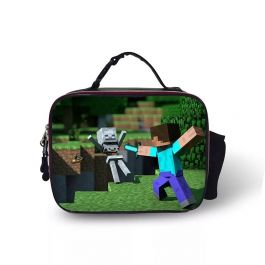 Minecraft Lunch Box Waterproof High quality leather Lunch Bag Portable ...