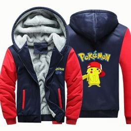 Kids Pokemon Pikachu Jackets Thick Fleece Hoodies Winter Coats