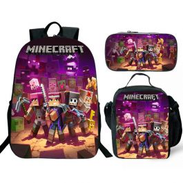 MEW Minecraft backpack boys for girl school Lunch box School Bag Black